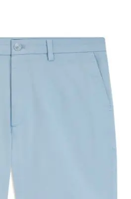 BOSS Modern-fit Stretch-cotton Twill Shorts - Light Blue