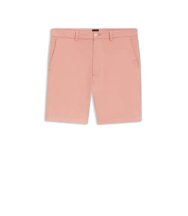 BOSS Modern-fit Stretch-cotton Twill Shorts - Light Pink
