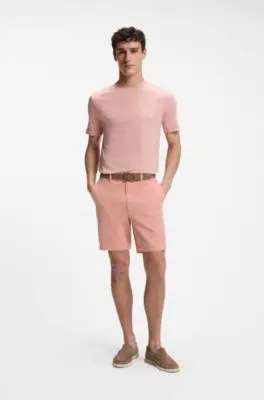 BOSS Modern-fit Stretch-cotton Twill Shorts - Light Pink