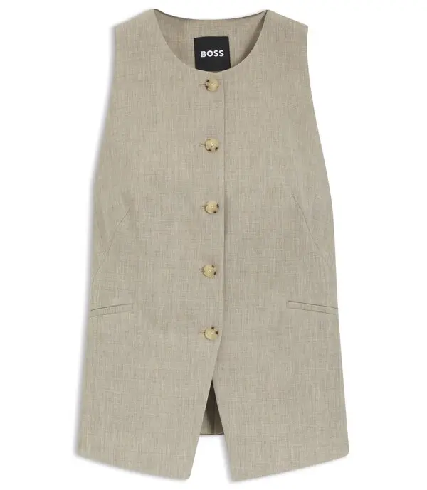 BOSS Slim-fit Waistcoat In Virgin Wool