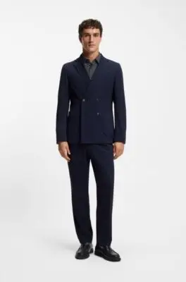 BOSS Printed Slim-fit Shirt In Performance-stretch Jersey