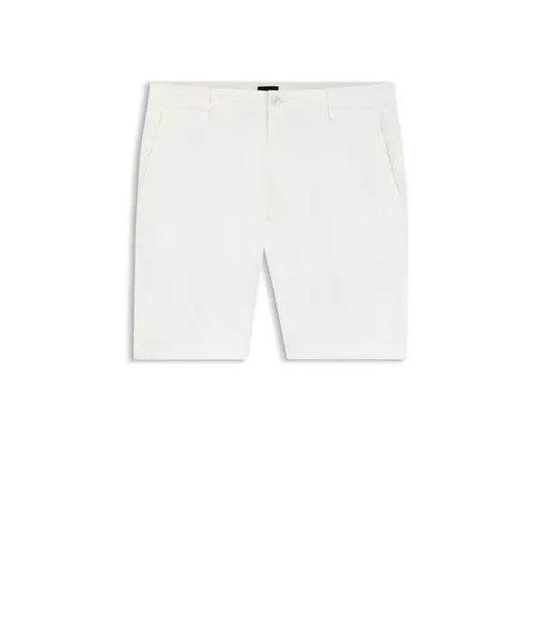 BOSS Modern-fit Stretch-cotton Twill Shorts - White