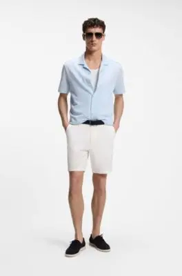 BOSS Modern-fit Stretch-cotton Twill Shorts - White