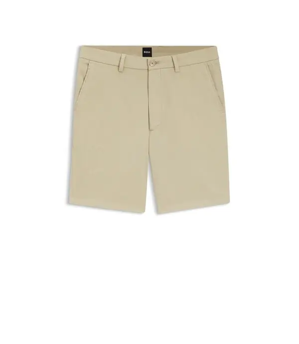 BOSS Modern-fit Stretch-cotton Twill Shorts - Light Beige