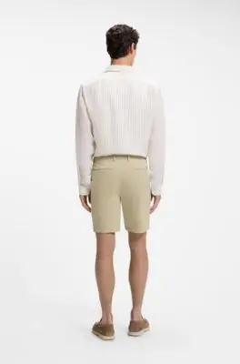 BOSS Modern-fit Stretch-cotton Twill Shorts - Light Beige