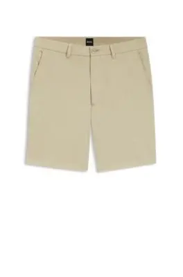 BOSS Modern-fit Stretch-cotton Twill Shorts - Light Beige