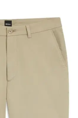 BOSS Modern-fit Stretch-cotton Twill Shorts - Light Beige