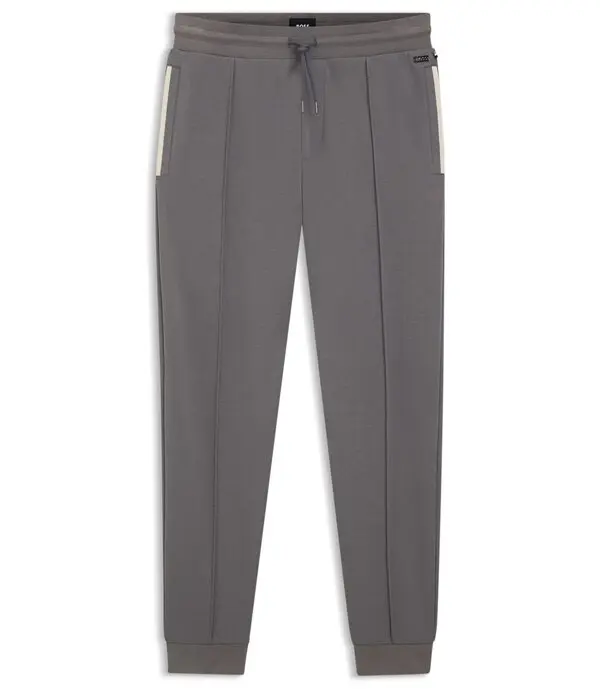BOSS Contrast-binding Tracksuit Bottoms In A Cotton Blend - Dark Grey
