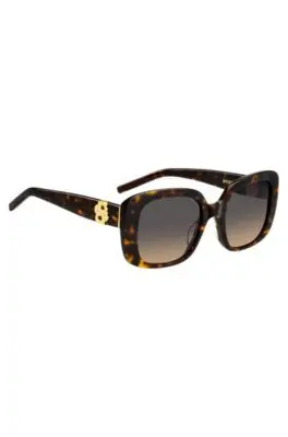BOSS Havana Acetate Sunglasses With Double B Monogram