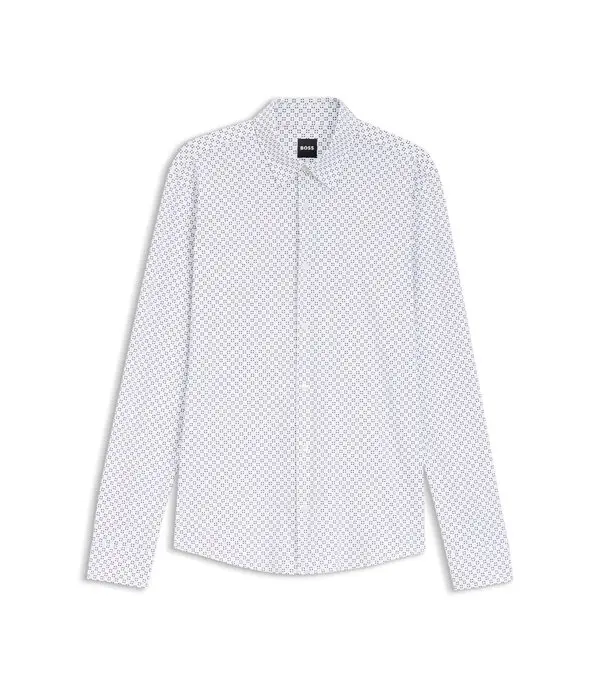 BOSS Printed Slim-fit Shirt In Performance-stretch Jersey
