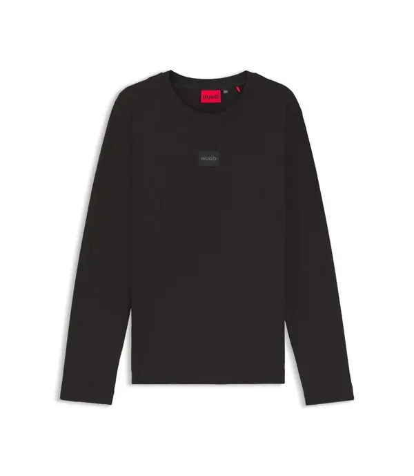 Hugo Logo-label Pyjama T-shirt In A Cotton Blend - Black
