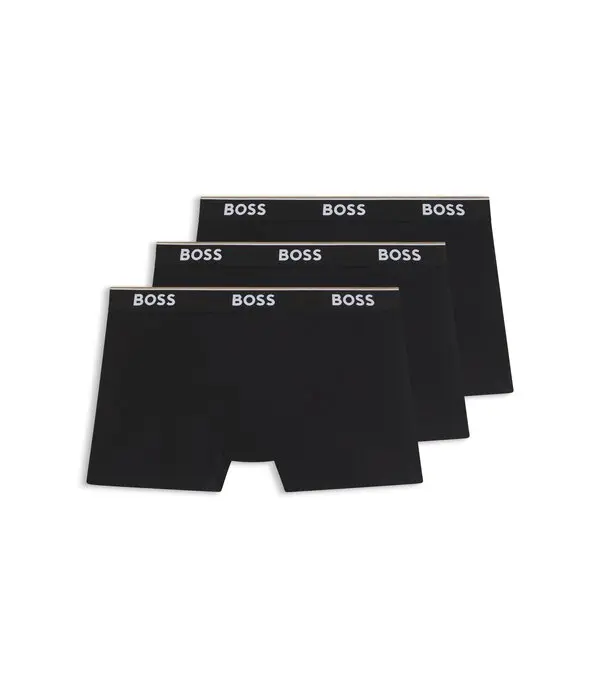 BOSS Three-pack Of Boxer Briefs In Stretch Cotton - Black