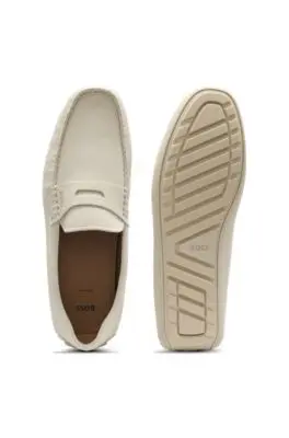 BOSS Penny-trim Suede Loafers - White