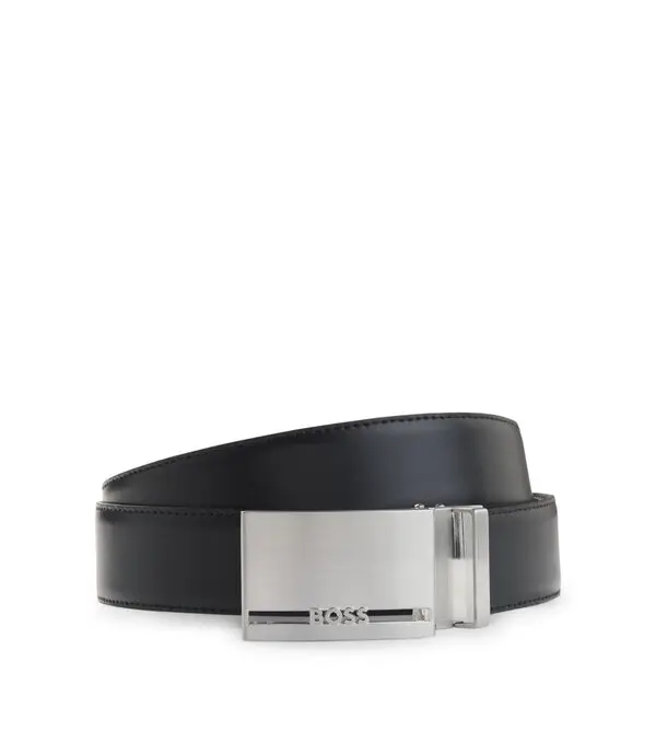 BOSS Reversible Italian Leather Belt With Buckles - Black