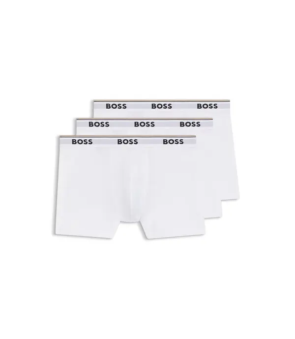 BOSS Three-pack Of Boxer Briefs In Stretch Cotton - White