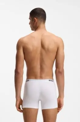 BOSS Three-pack Of Boxer Briefs In Stretch Cotton - White