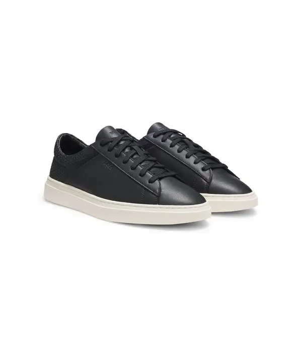 BOSS Low-top Trainers With Woven And Grained Effects - Black