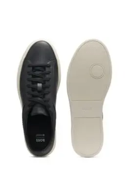 BOSS Low-top Trainers With Woven And Grained Effects - Black