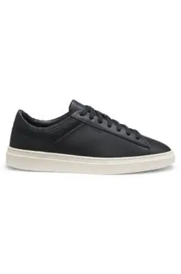 BOSS Low-top Trainers With Woven And Grained Effects - Black