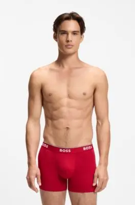 BOSS Three-pack Of Boxer Briefs In Stretch Cotton - Patterned