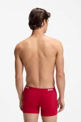 BOSS Three-pack Of Boxer Briefs In Stretch Cotton - Patterned