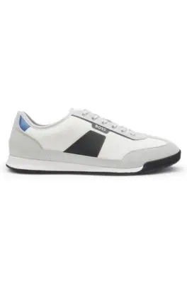 BOSS Low Top Trainers With Mesh Detailing - Light Grey