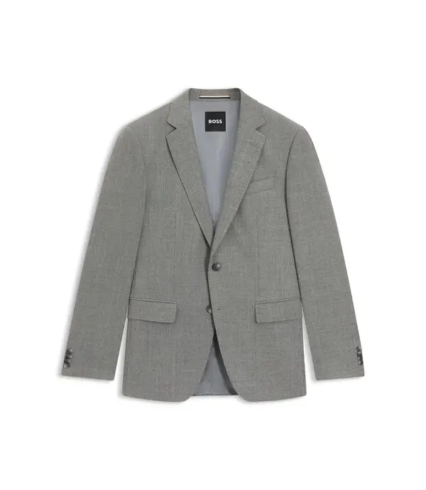 BOSS Patterned Slim-fit Jacket In Stretch Wool