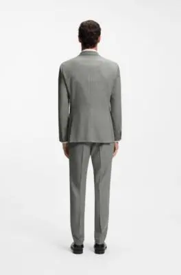 BOSS Patterned Slim-fit Jacket In Stretch Wool