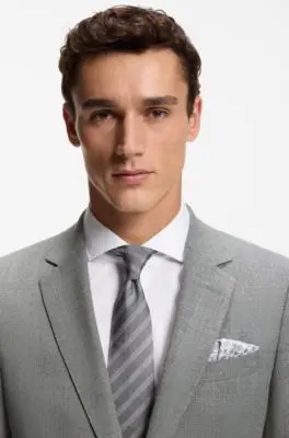 BOSS Patterned Slim-fit Jacket In Stretch Wool