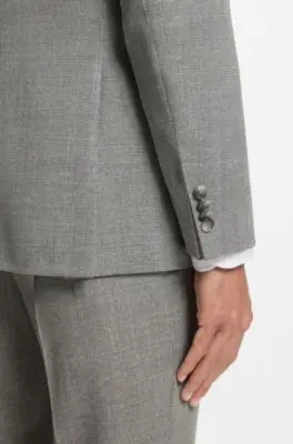 BOSS Patterned Slim-fit Jacket In Stretch Wool
