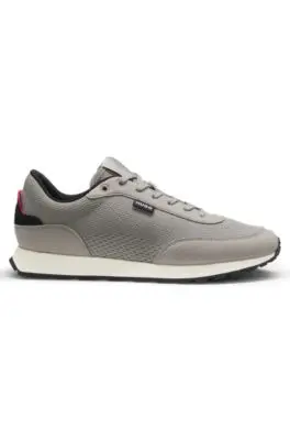 Hugo Knitted Upper Sneakers With Logo Flag - Light Grey