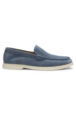 BOSS Deed-logo Suede Loafers - Light Blue