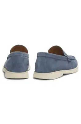 BOSS Deed-logo Suede Loafers - Light Blue