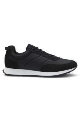 Hugo Running-inspired Trainers With Monogram-jacquard Uppers - Black