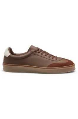 BOSS Leather And Suede Sneakers - Light Brown