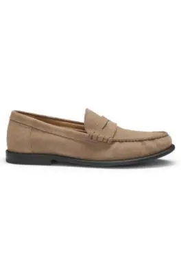 BOSS Penny-trim Suede Moccasins - Beige