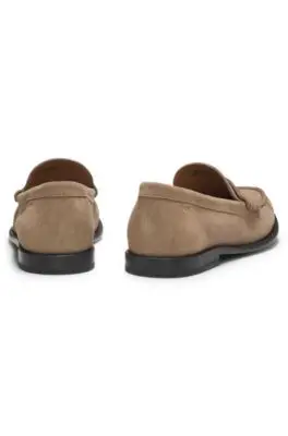 BOSS Penny-trim Suede Moccasins - Beige