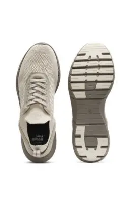 BOSS Motion Sneakers With Knitted Uppers And Leather Trims - Light Beige
