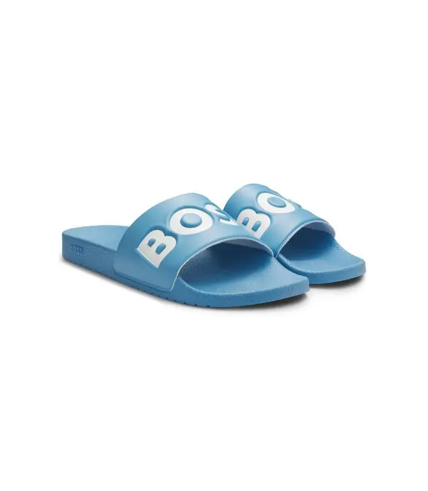 BOSS Italian-crafted Slides With Logo - Turquoise