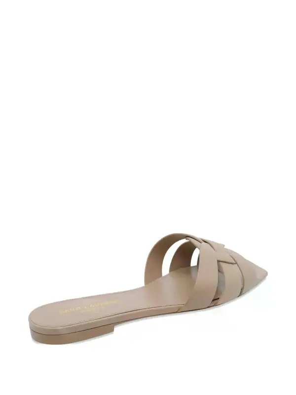 Saint Laurent Tribute Woven Leather Sandals - Neutrals