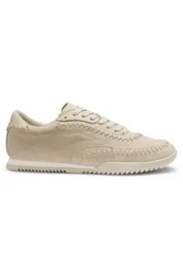 BOSS Suede And Leather Trainers With Whipstitch Detailing