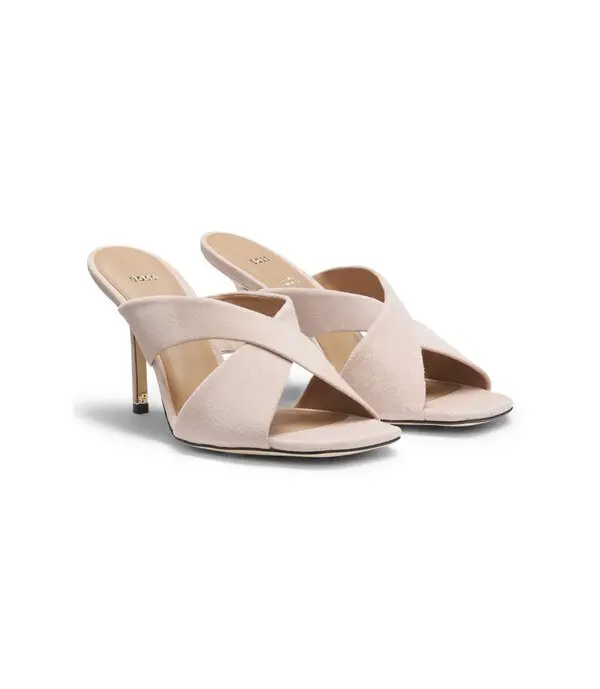 BOSS Suede Crossover Sandals - Pink