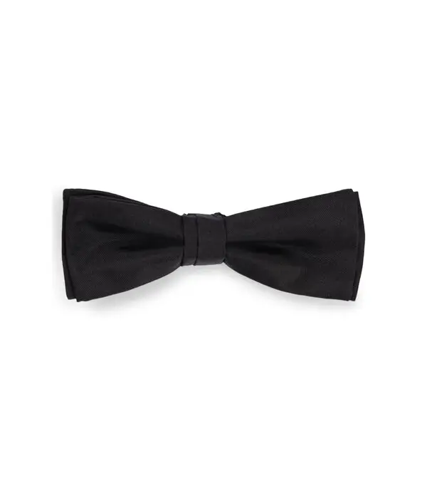 BOSS Italian-made Silk-jacquard Pre-tied Bow Tie - Black