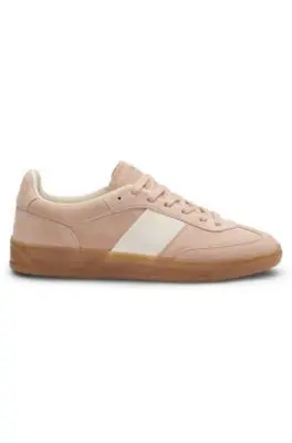 BOSS Suede Trainers With Leather Trims - Pink