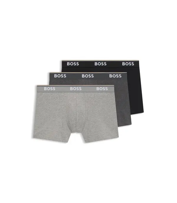 BOSS Three-pack Of Boxer Briefs In Stretch Cotton - Light Grey