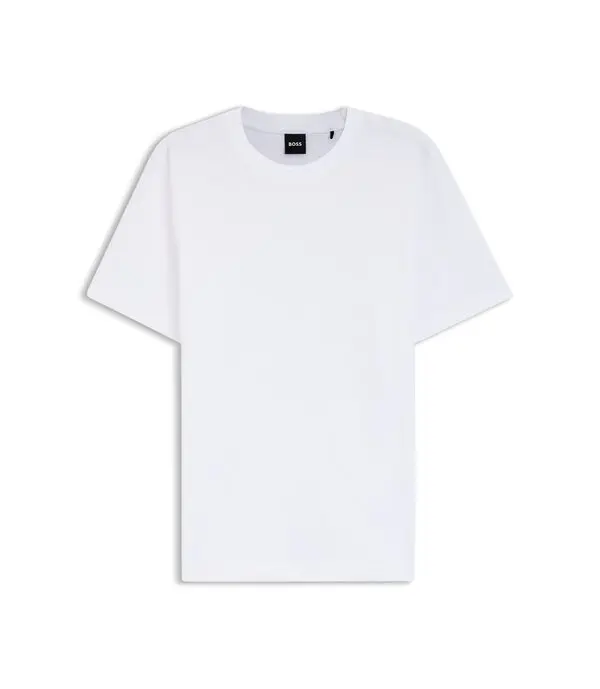 BOSS Bubble-jacquard Structure T-shirt In A Cotton Blend - White