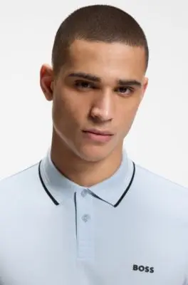 BOSS Slim-fit Polo Shirt With Contrast-stripe Details