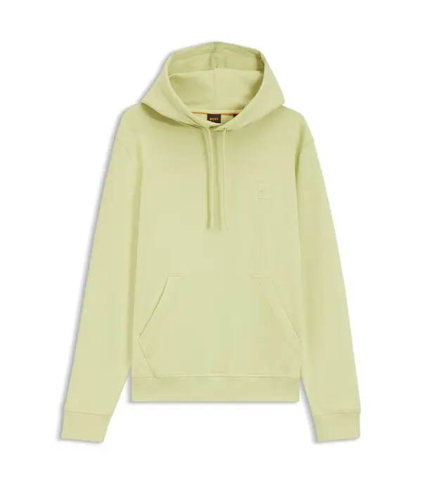 BOSS Cotton Terry Hoodie With Logo Patch - Beige