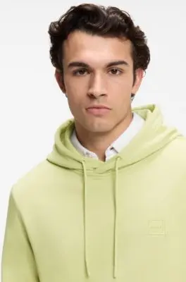 BOSS Cotton Terry Hoodie With Logo Patch - Beige
