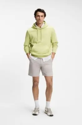 BOSS Cotton Terry Hoodie With Logo Patch - Beige